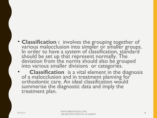 CLASSIFICATION OF MALOCCLUSION | PPT