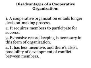7. Cooperative organization advantages and disadvantages A Presentation ...