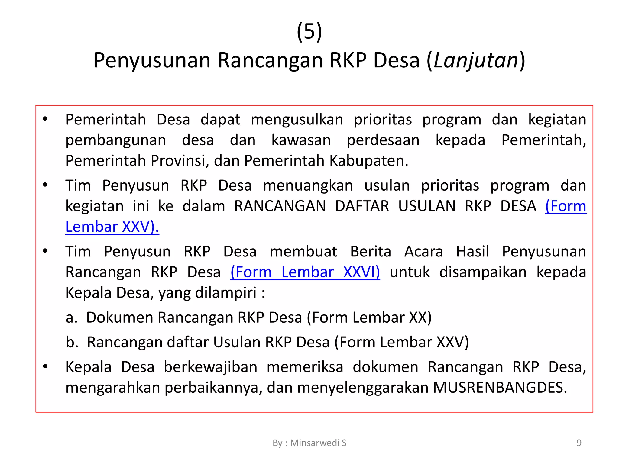 Materi Rencana Kerja Pemerintahan Desa (RKPDes) | PPTX