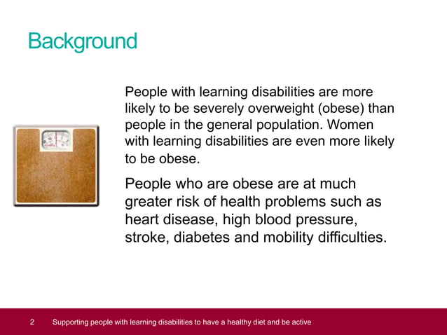 Supporting people with learning disabilities to have a healthy diet and ...