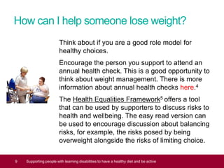 Supporting people with learning disabilities to have a healthy diet and ...