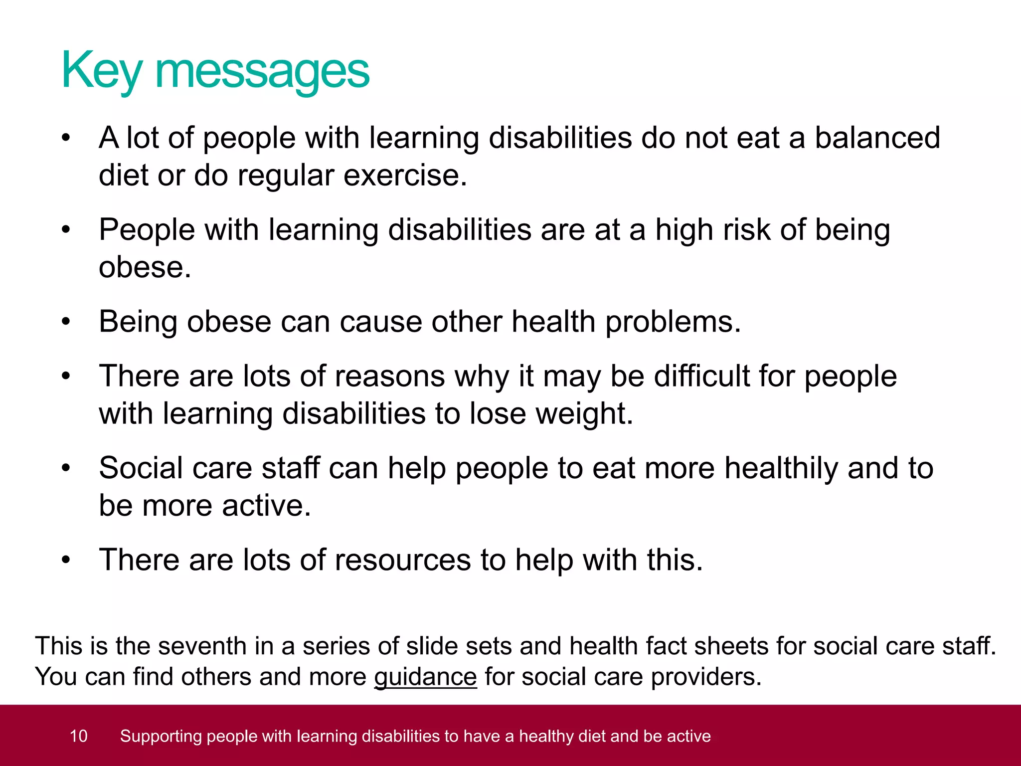 Social care staff diet and exercise | PPTX