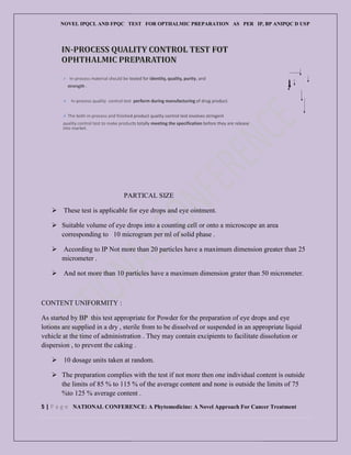 NOVEL IPQCL AND FPQC TEST FOR OPTHALMIC PREPARATION AS PER IP, BP ...