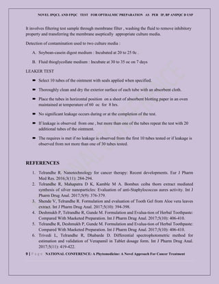 NOVEL IPQCL AND FPQC TEST FOR OPTHALMIC PREPARATION AS PER IP, BP ...