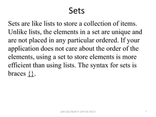 7. tuples, set & dictionary | PPT