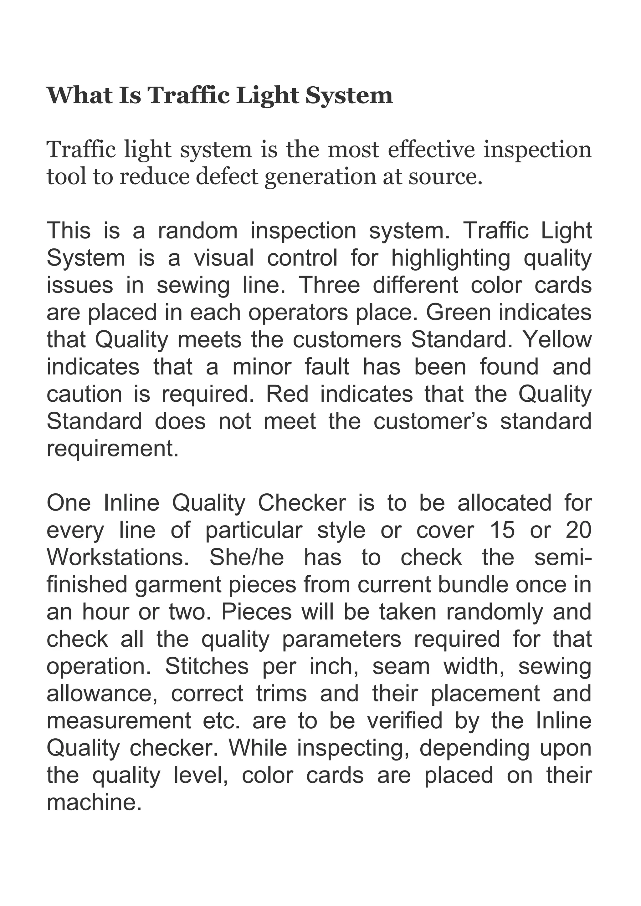 SOP of Seven Zero System or Traffic Light System । TLS | PDF
