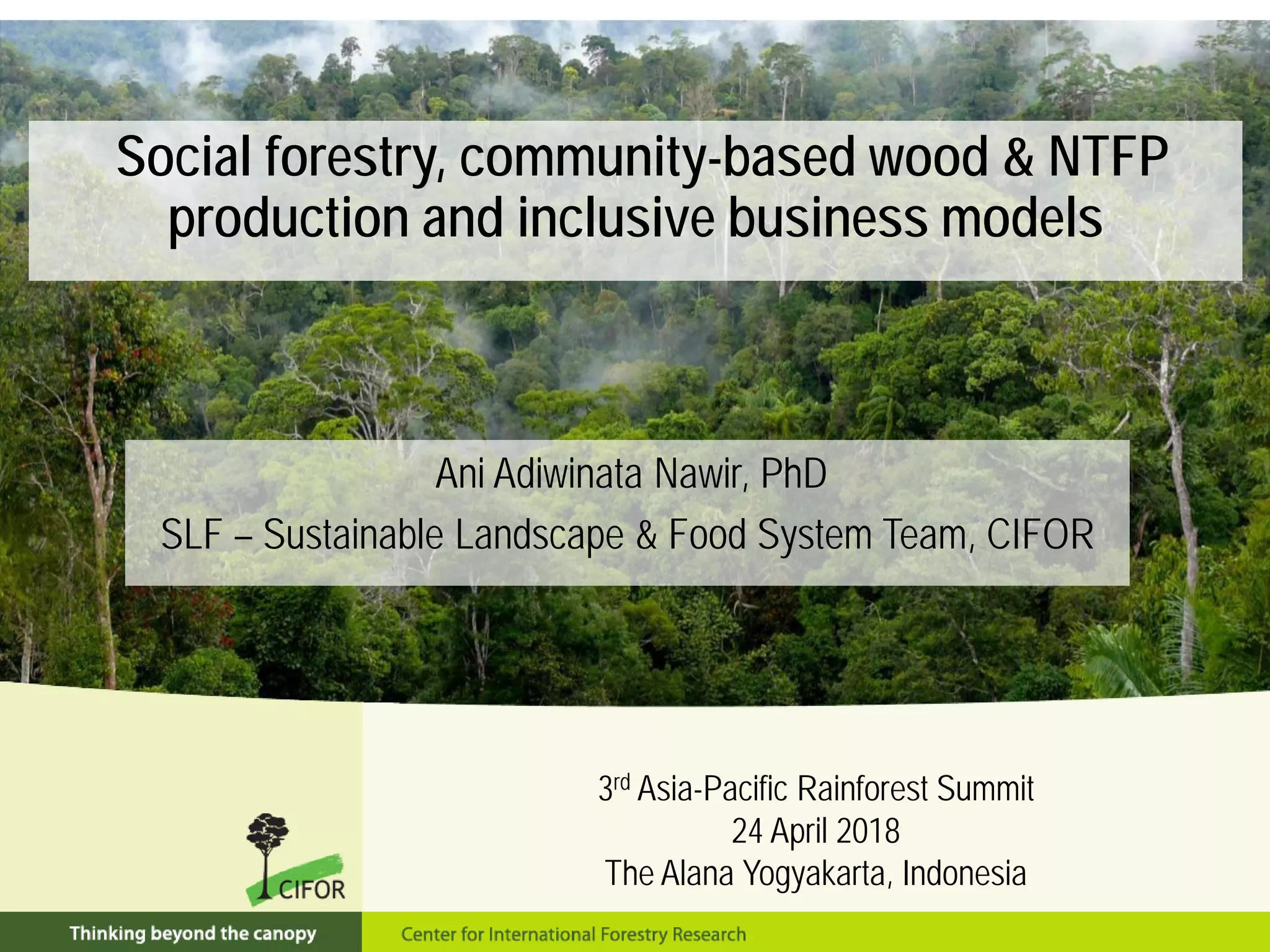 Social forestry, community-based wood & NTFP production and inclusive ...