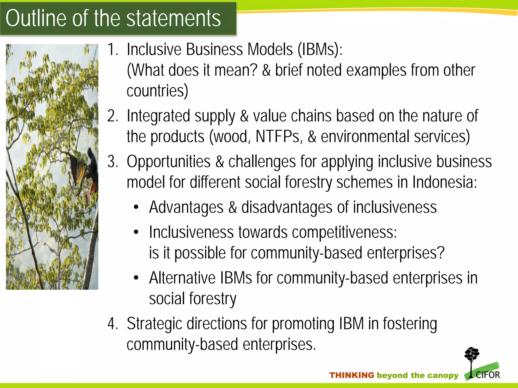 Social forestry, community-based wood & NTFP production and inclusive ...