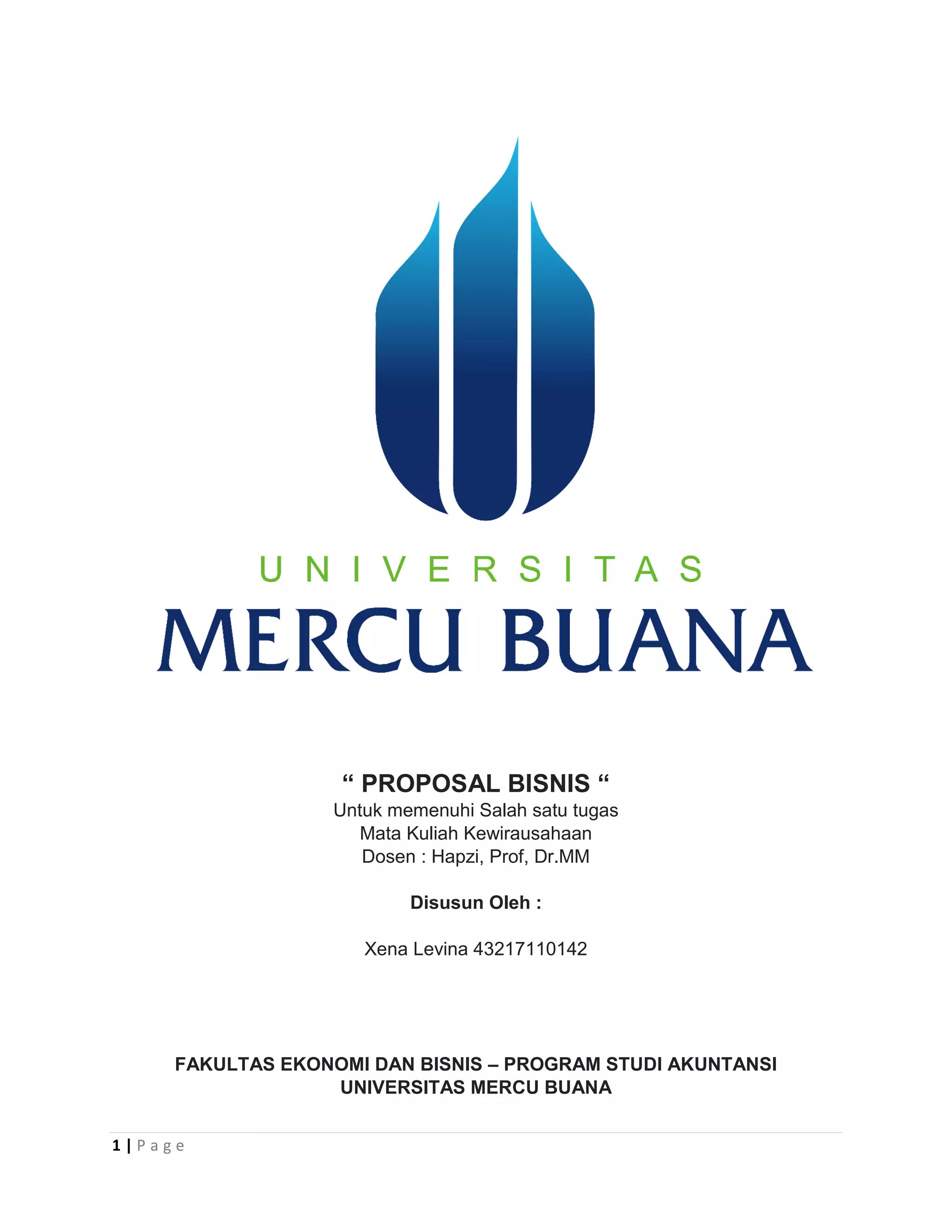 7. kewirausahaan, xena levina, hapzi ali, studi kasus, universitas mercu buana, 2018 | PDF