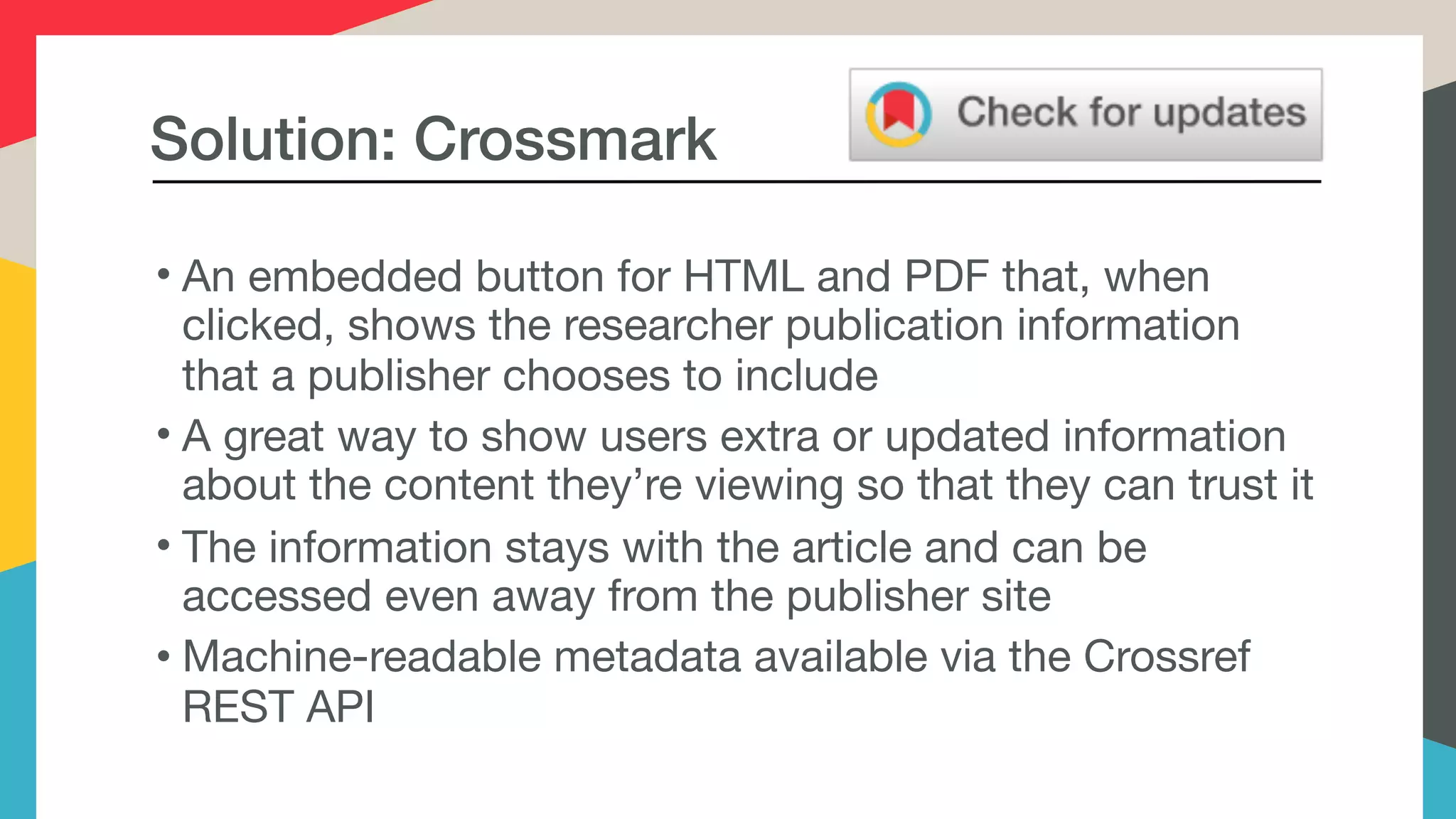 Crossmark - Crossref LIVE Hannover | PDF