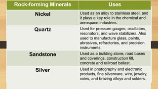 The different common minerals and their uses. | PPTX