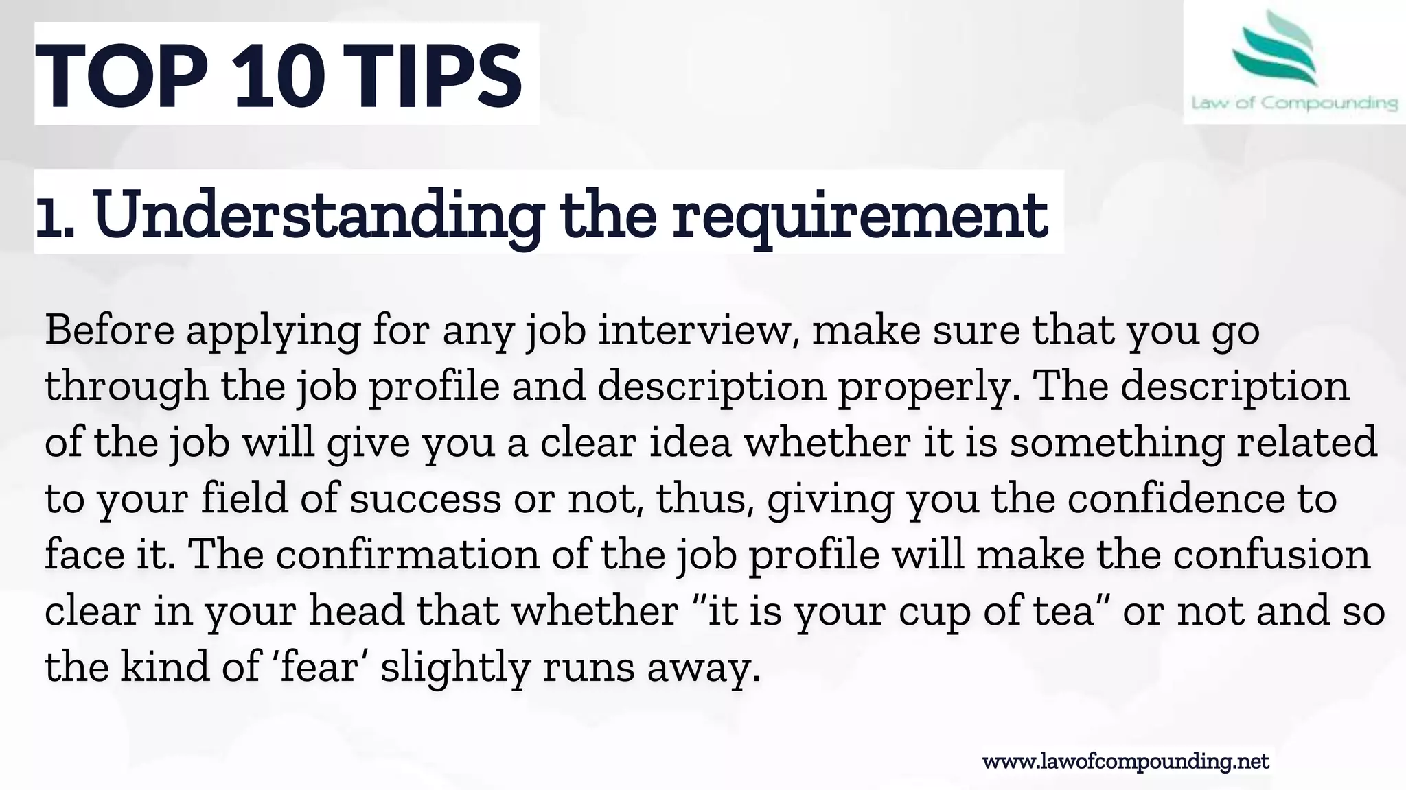 Top 10 Interview Tips | PPTX | Resume Writing and Advice | Job Search