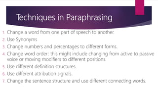 7. paraphrasing | PPTX