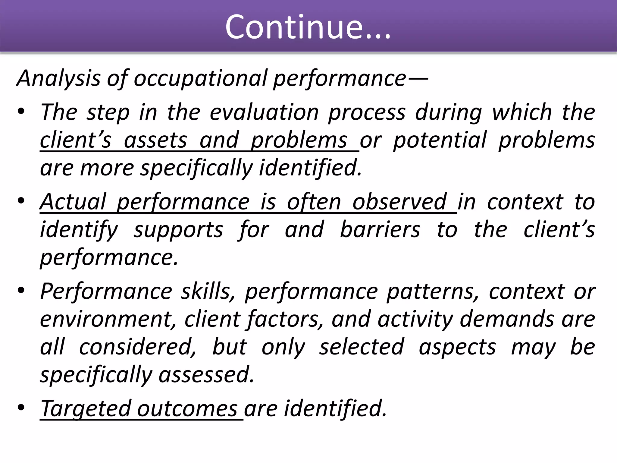 7.1 occupational therapy process | PPTX