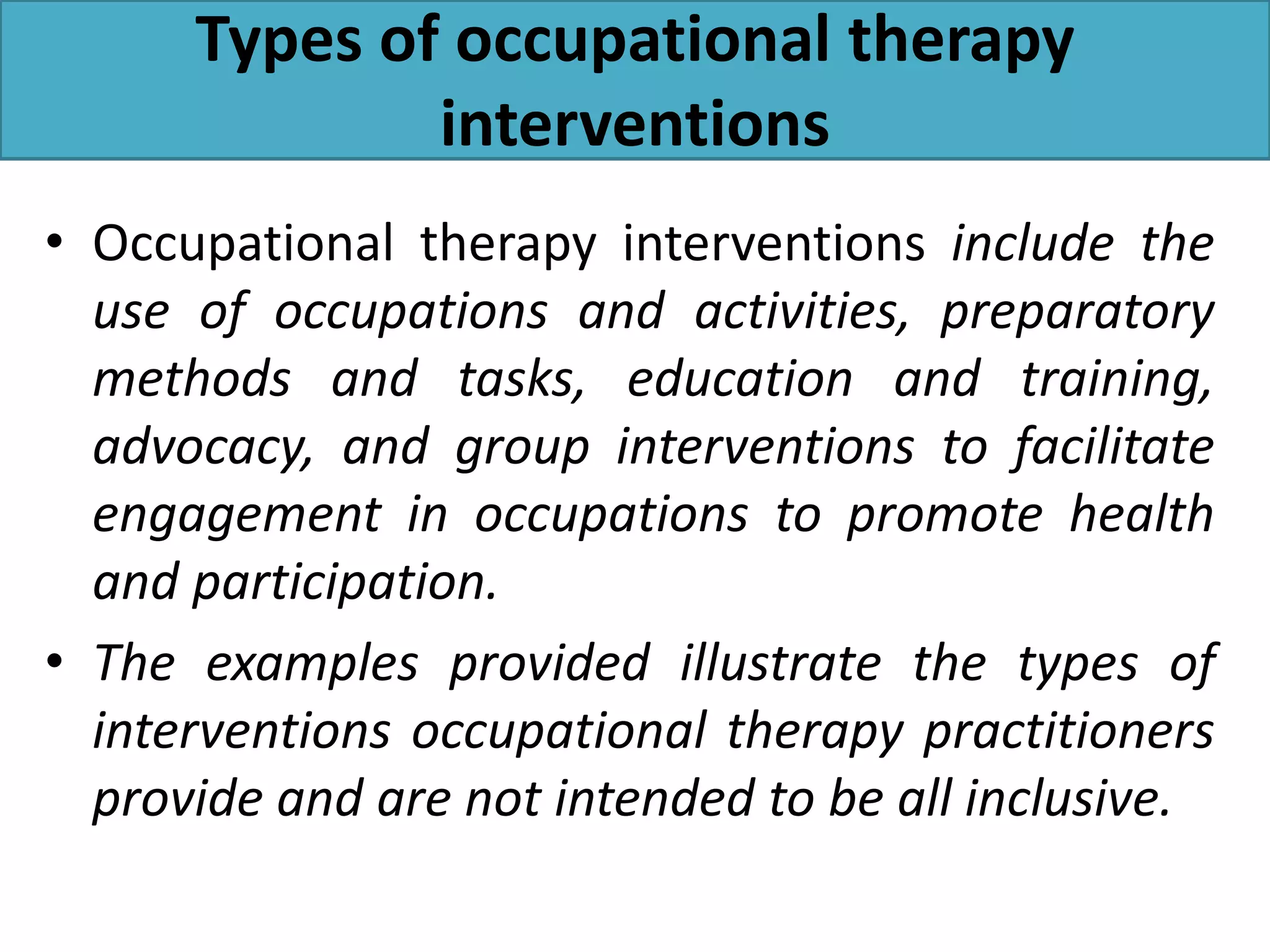 occupational therapy intervention | PPTX
