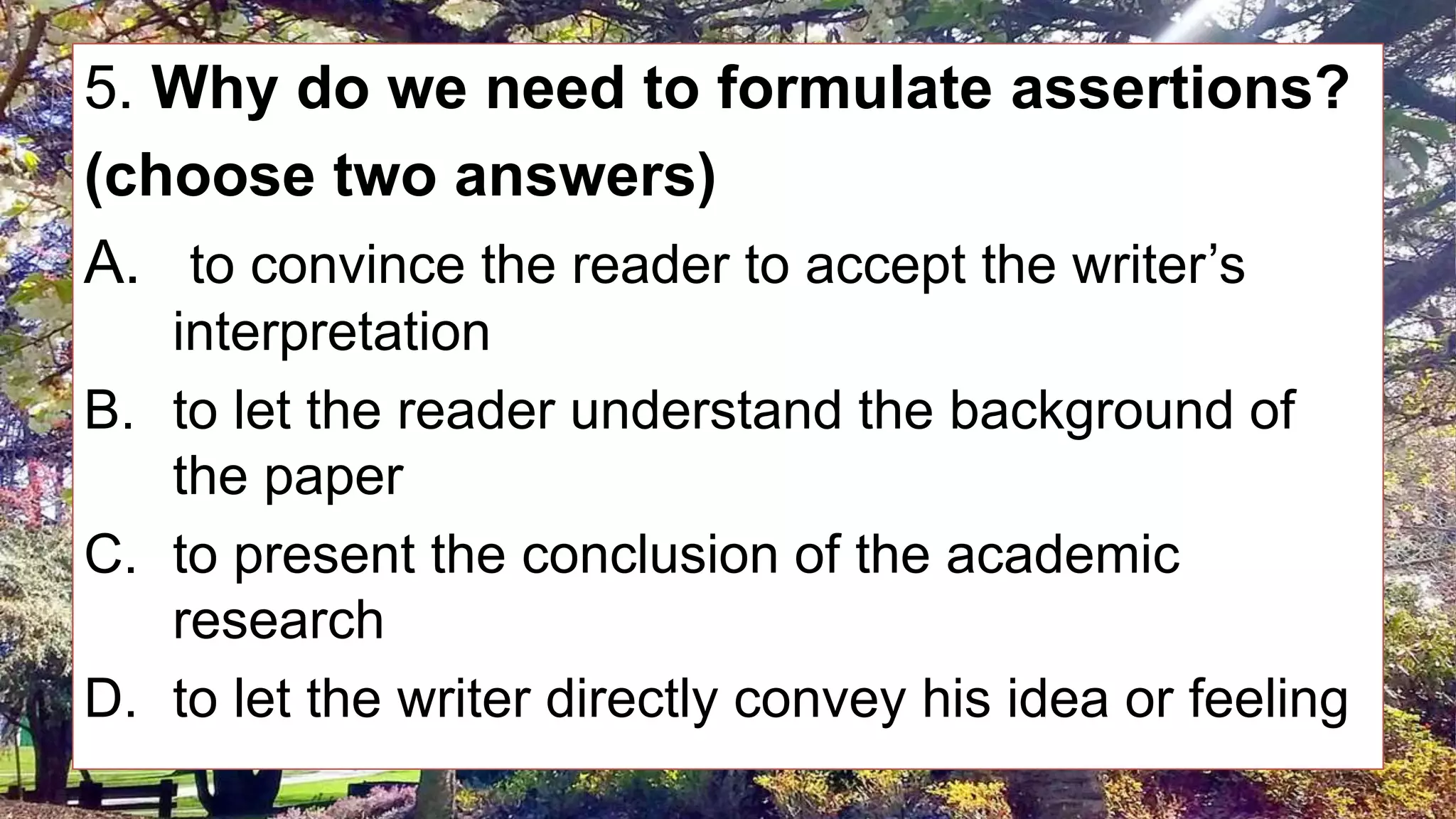 FORMULATING ASSERTIONS | PPTX