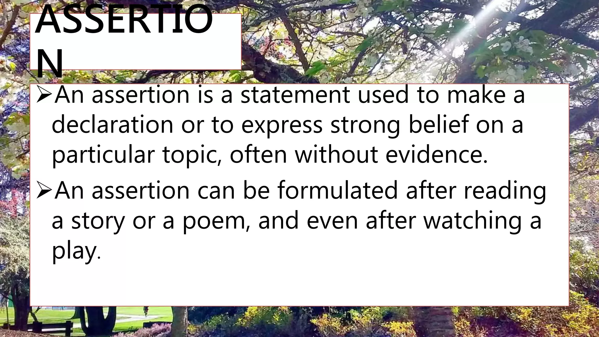 FORMULATING ASSERTIONS | PPTX