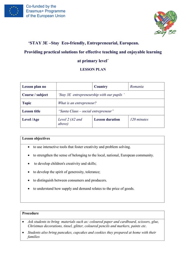 7.Lesson plan entrepreneurship-L2 | PDF