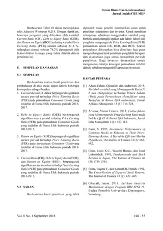 Pengaruh Current Ratio (CR), Debt to Equity Ratio (DER), Return on ...