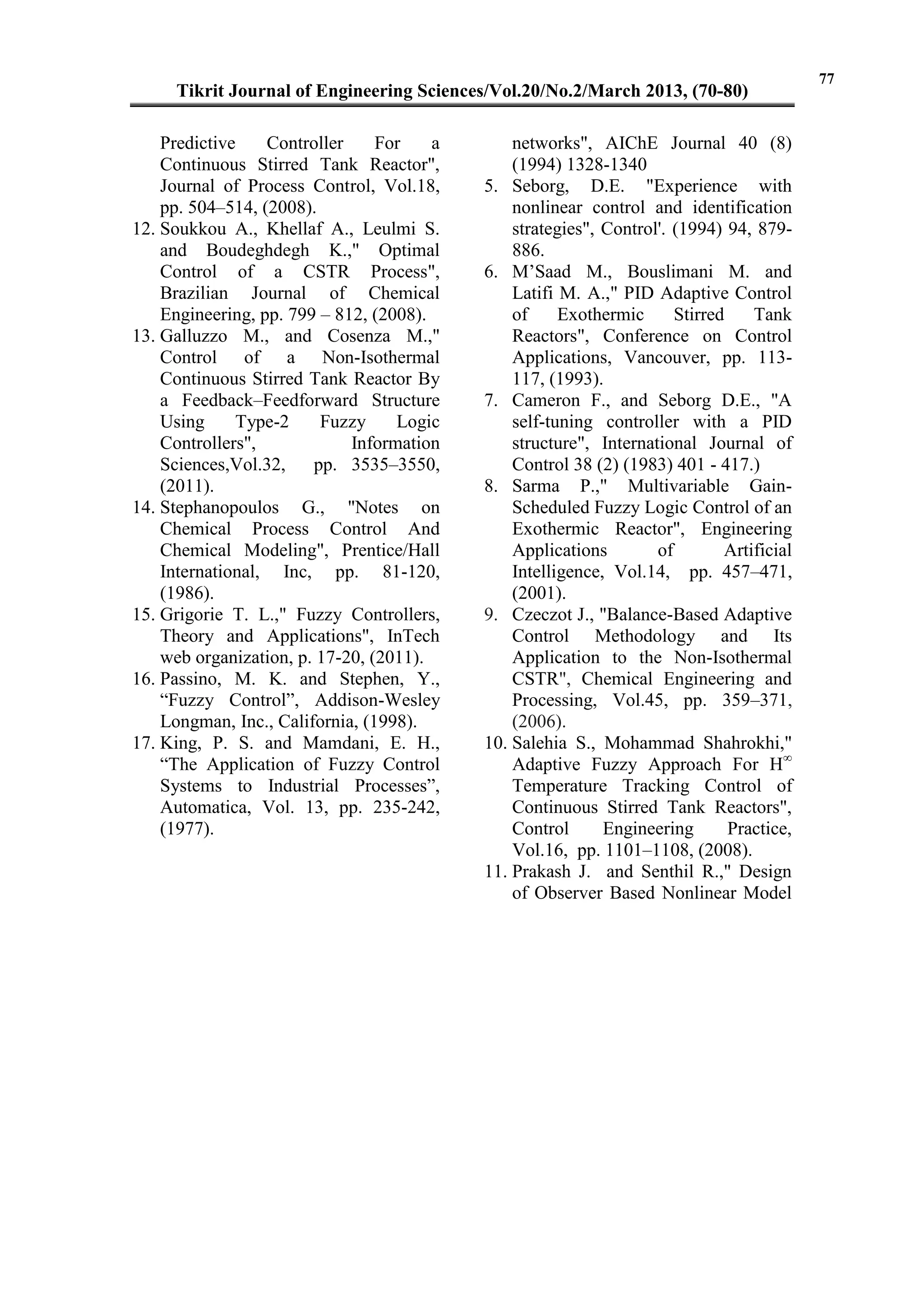 FUZZY LOGIC Control of CONTINUOUS STIRRED TANK REACTOR | PDF