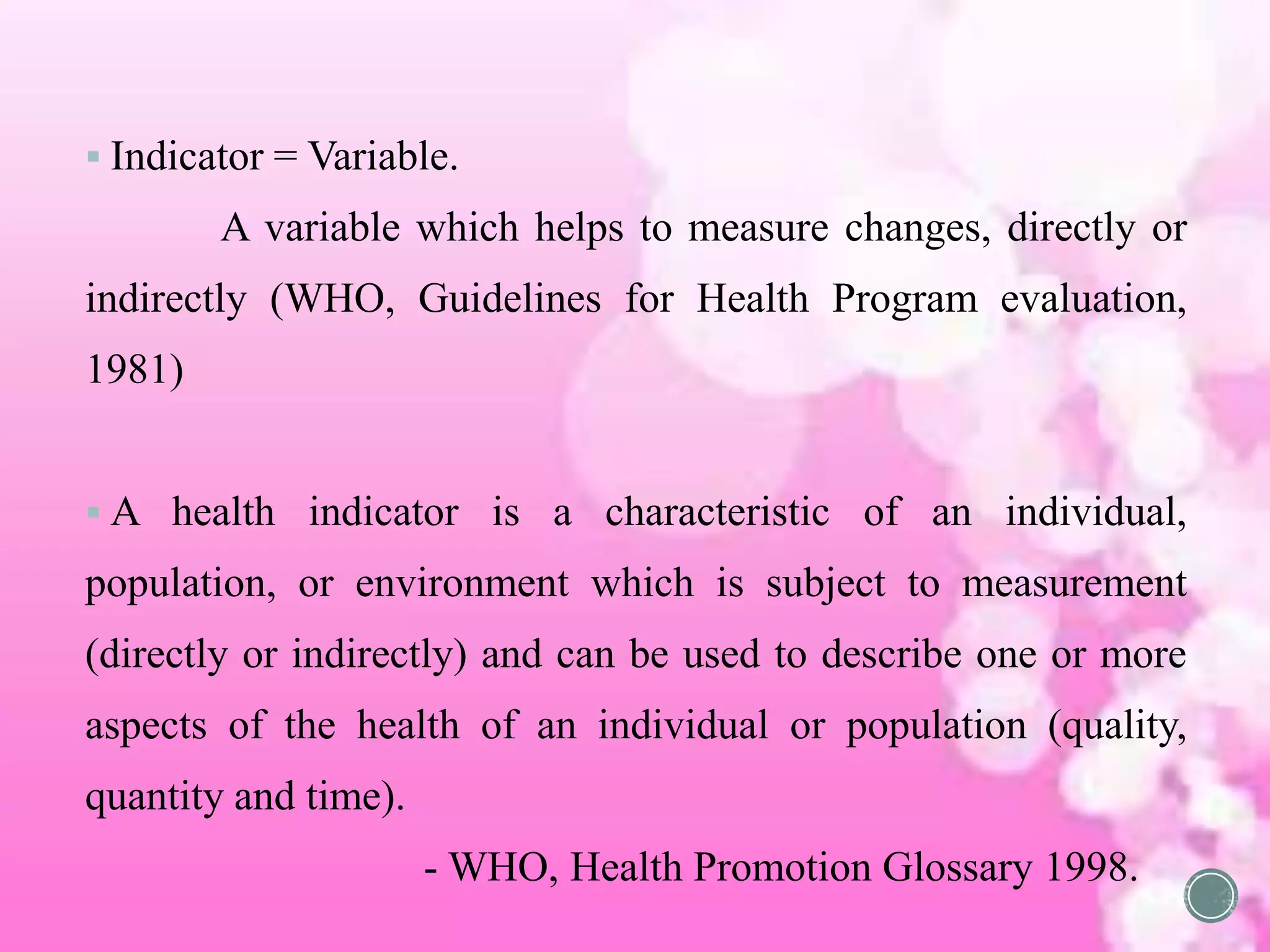 7.health indicators | PPTX