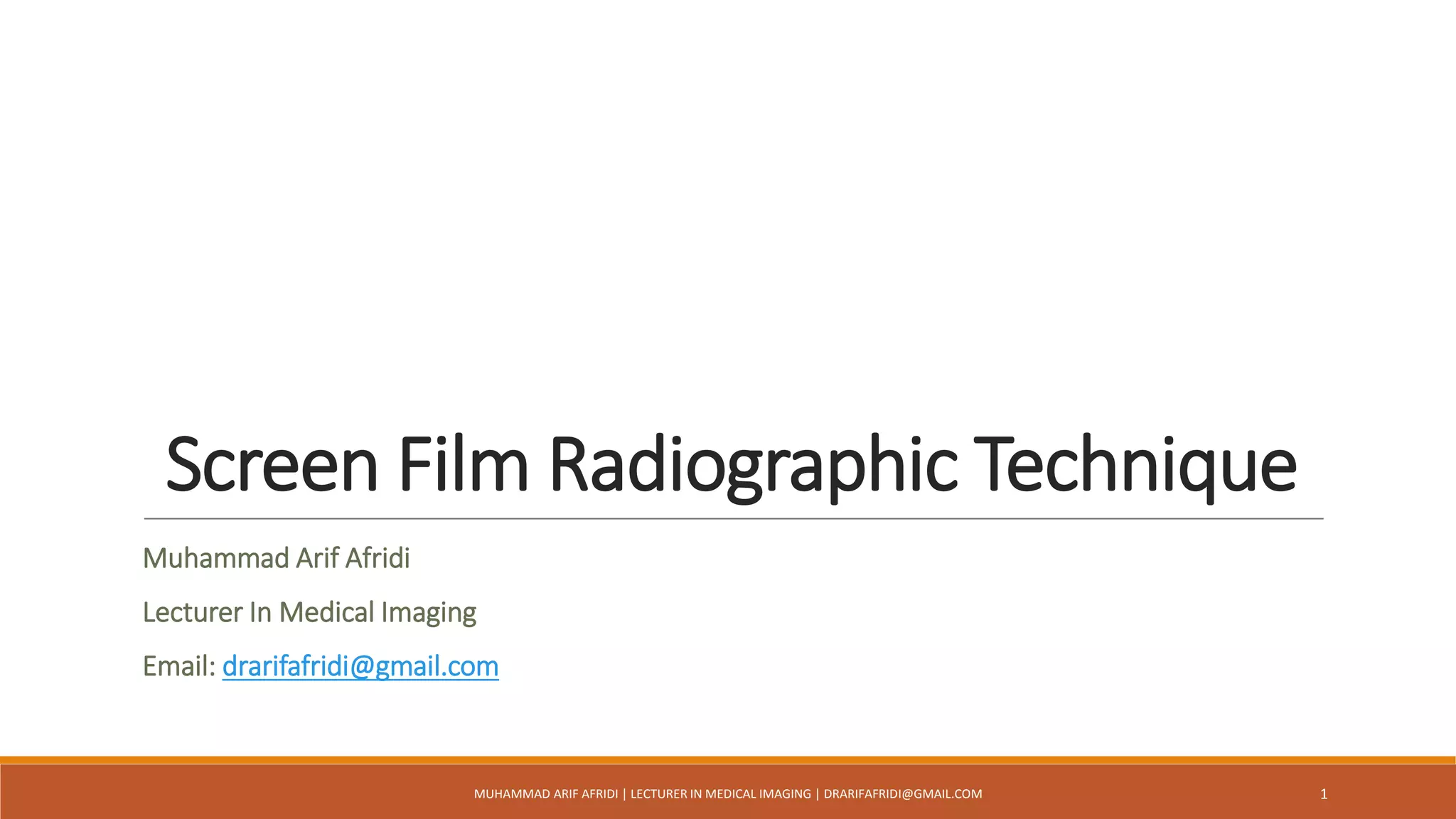 Screen Film Radiographic Technique | PDF