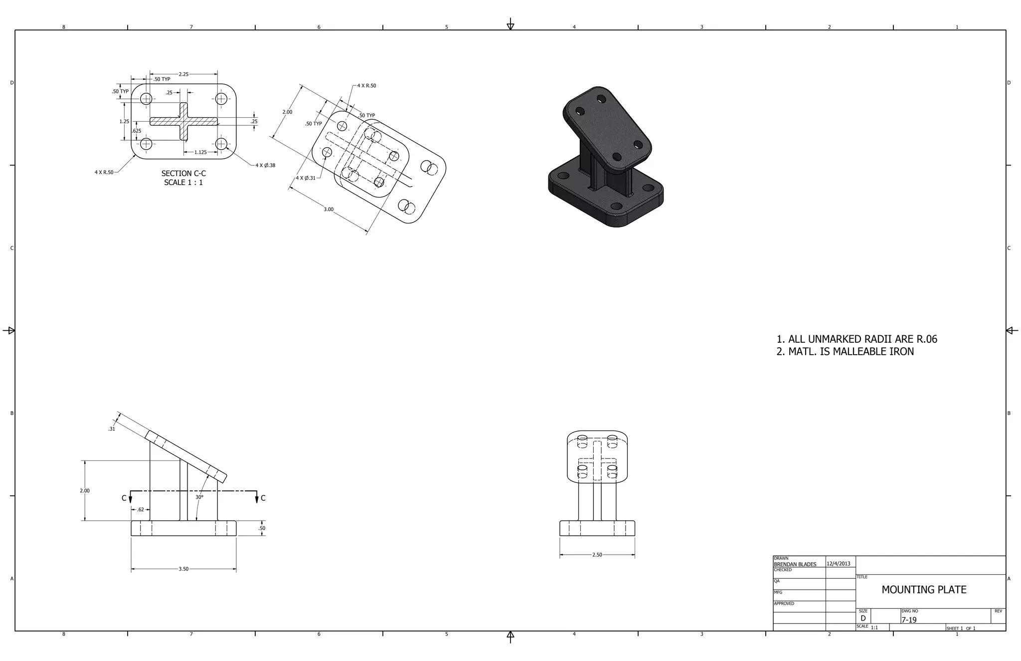 Baseplate Part Orthographic/Isometric Drawing | PPT