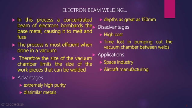 Electron beam and thermit welding | PPTX | Chemistry | Science