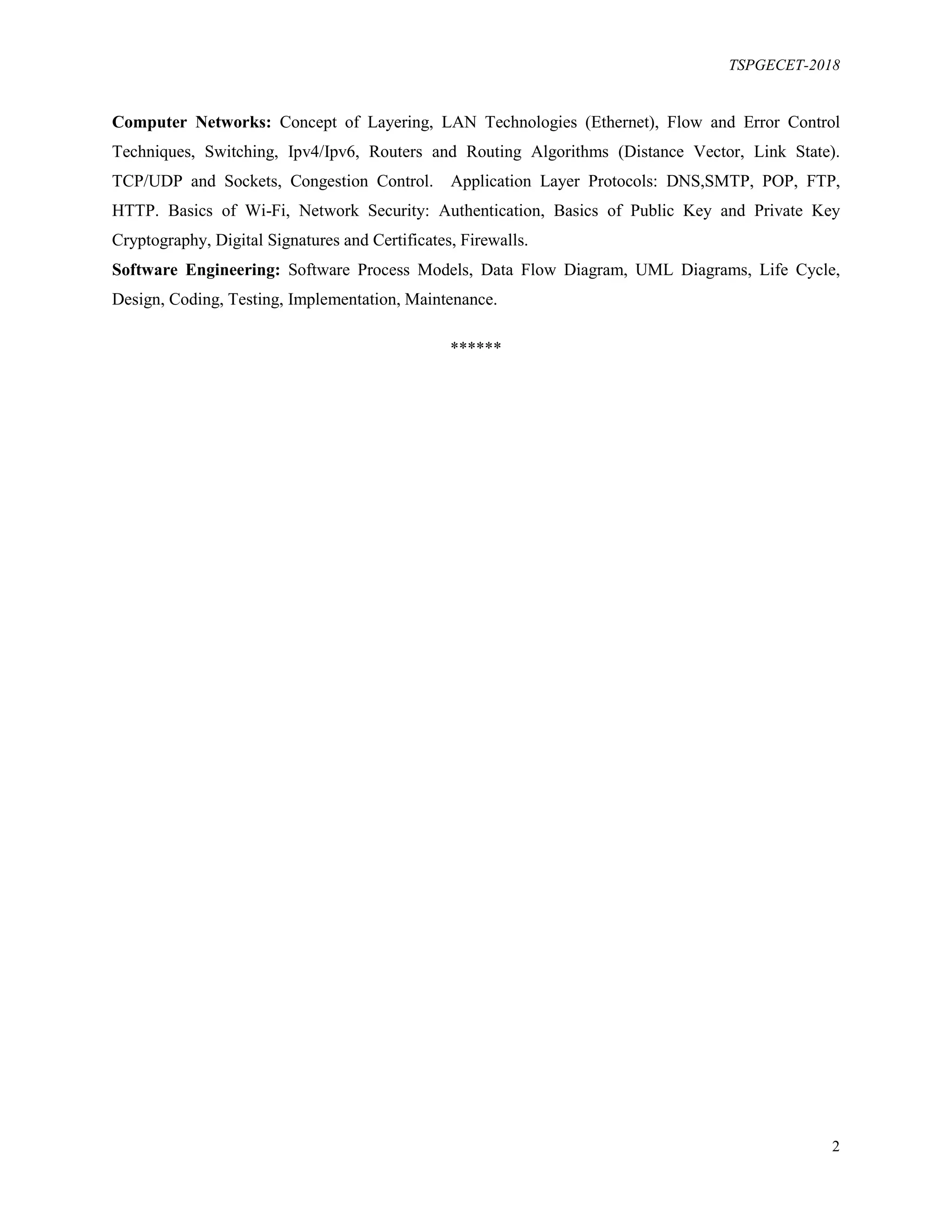 TS PGECET Computer Science 2018 Syllabus | PDF TS PGECET Computer Science 2018 Syllabus | PDF