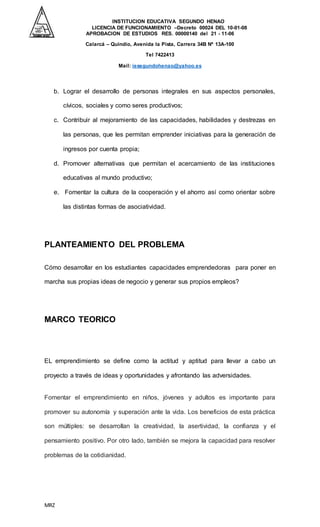 proyecto emprenderismo | PDF