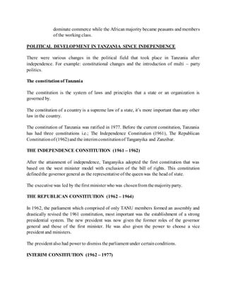 POLITICAL AND ECONOMIC DEVELOPMENT IN TANZANIA SINCE INDEPENDENCE | DOCX
