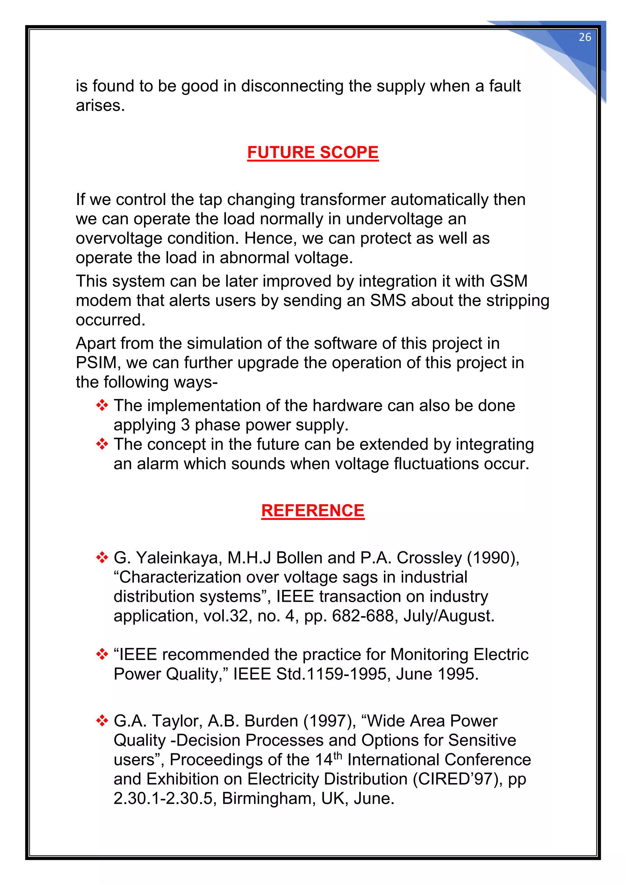 Design Development and Testing of an Overvoltage and Undervoltage ...