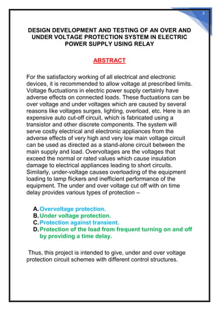Design Development and Testing of an Overvoltage and Undervoltage ...