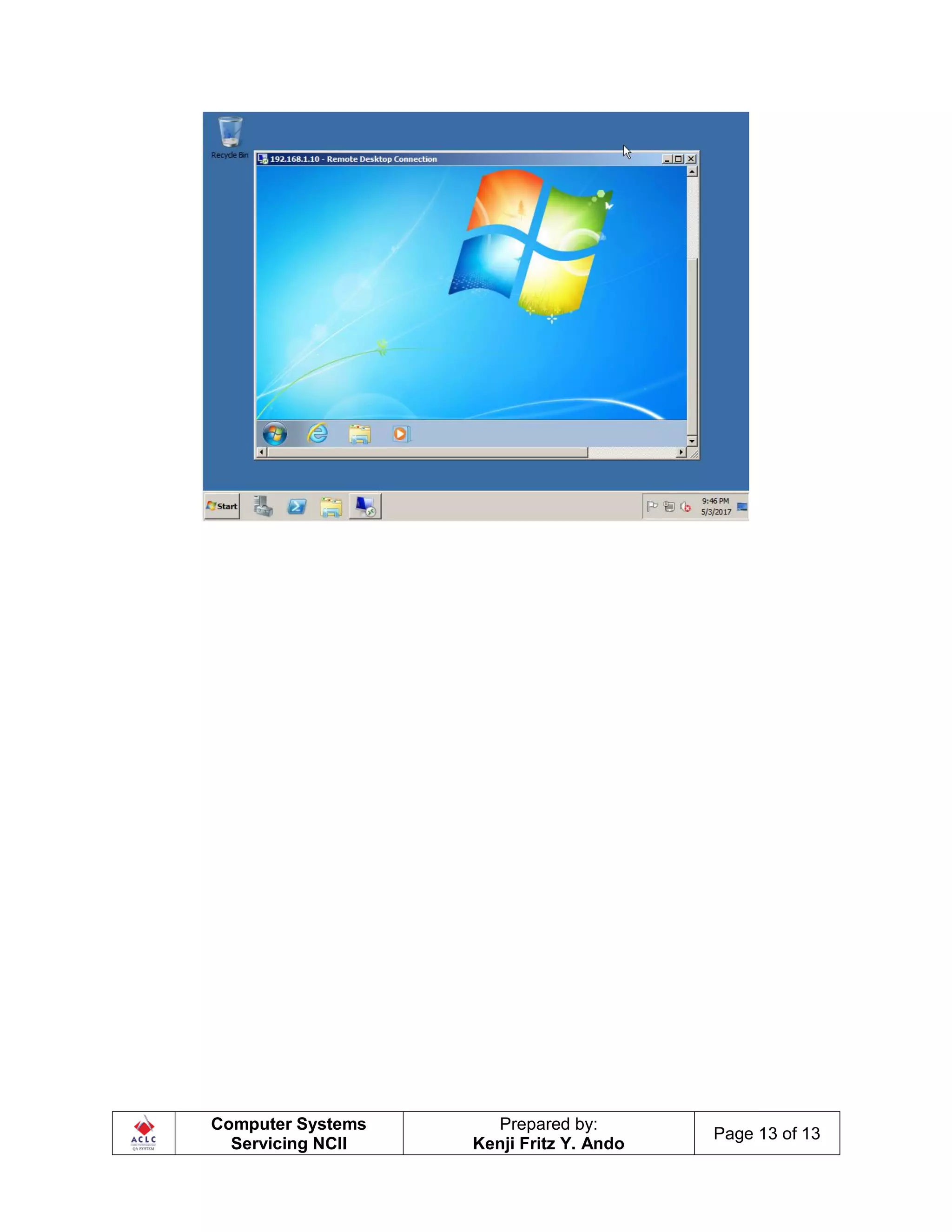 CSS Module 7 - Connect to another Computer using Remote Desktop Connection | PDF | Desktops ...