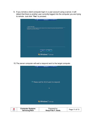 CSS Module 7 - Connect to another Computer using Remote Desktop Connection | PDF | Desktops ...