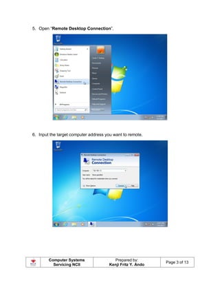 CSS Module 7 - Connect to another Computer using Remote Desktop ...