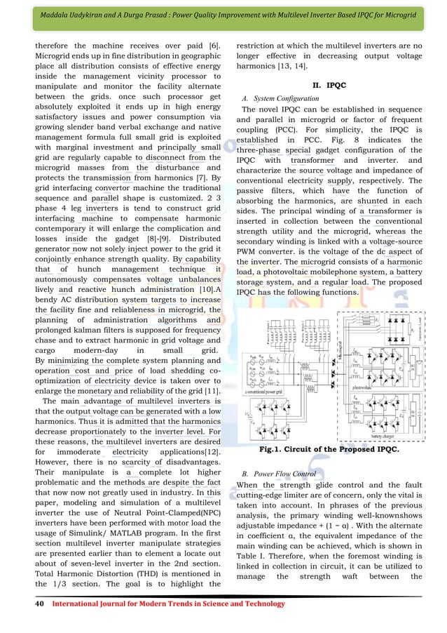 Power Quality Improvement with Multilevel Inverter Based IPQC for Microgrid | PDF