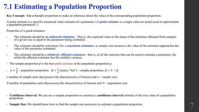 Estimating a Population Proportion | PPTX | Physics | Science