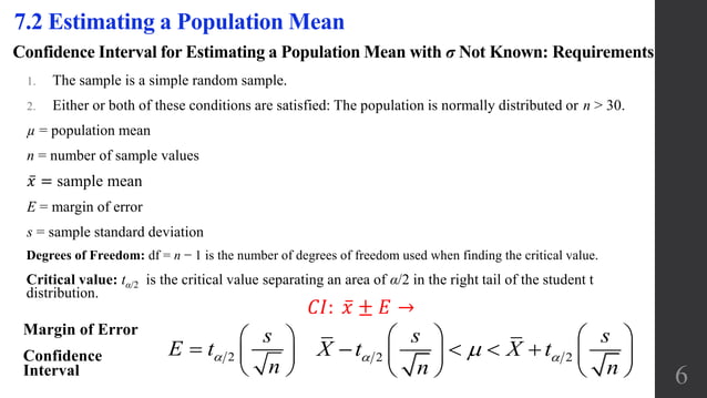 Estimating a Population Mean | PPTX