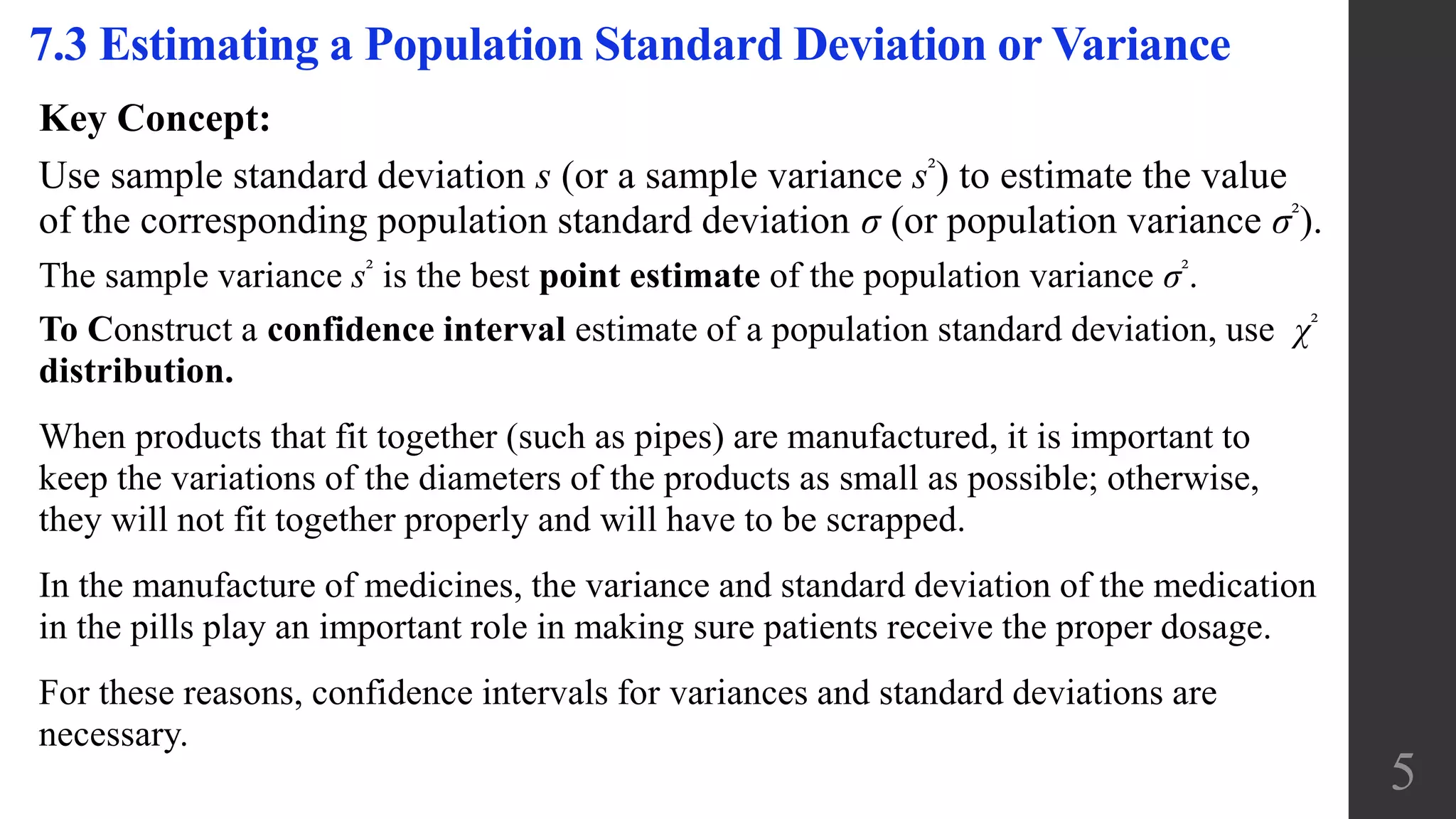 Estimating a Population Standard Deviation or Variance | PPTX | Physics ...