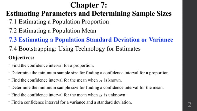 Estimating a Population Standard Deviation or Variance | PPTX