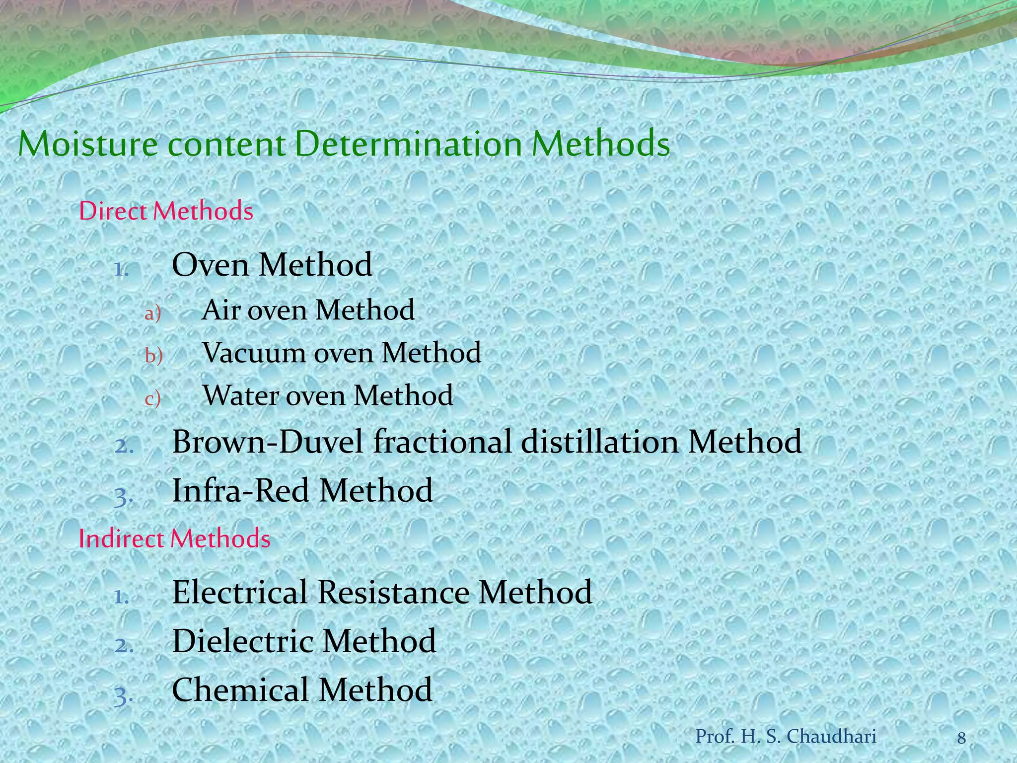 Moisture content determination Methods by Hema Gavit | PPTX