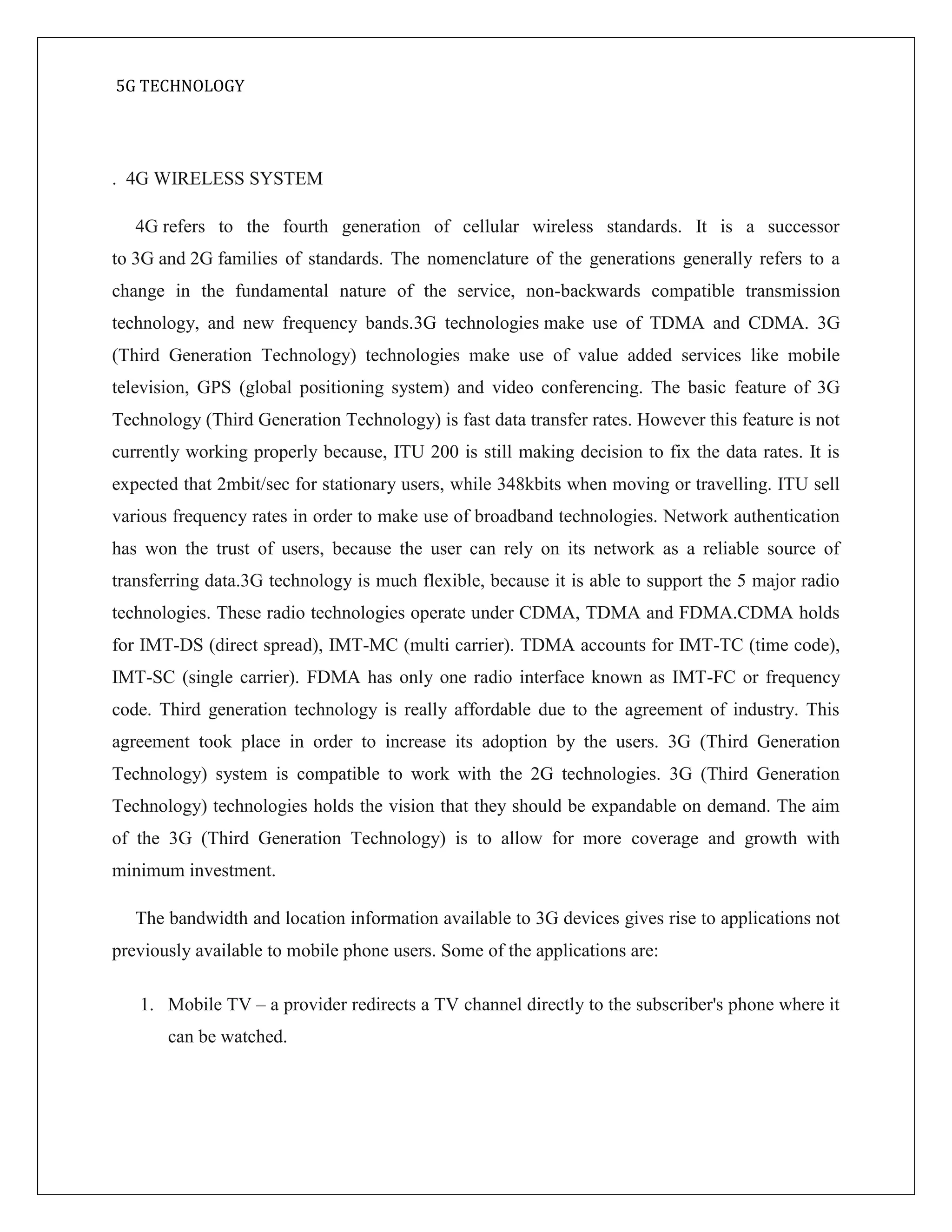 5G TECHNOLOGY project report | PDF