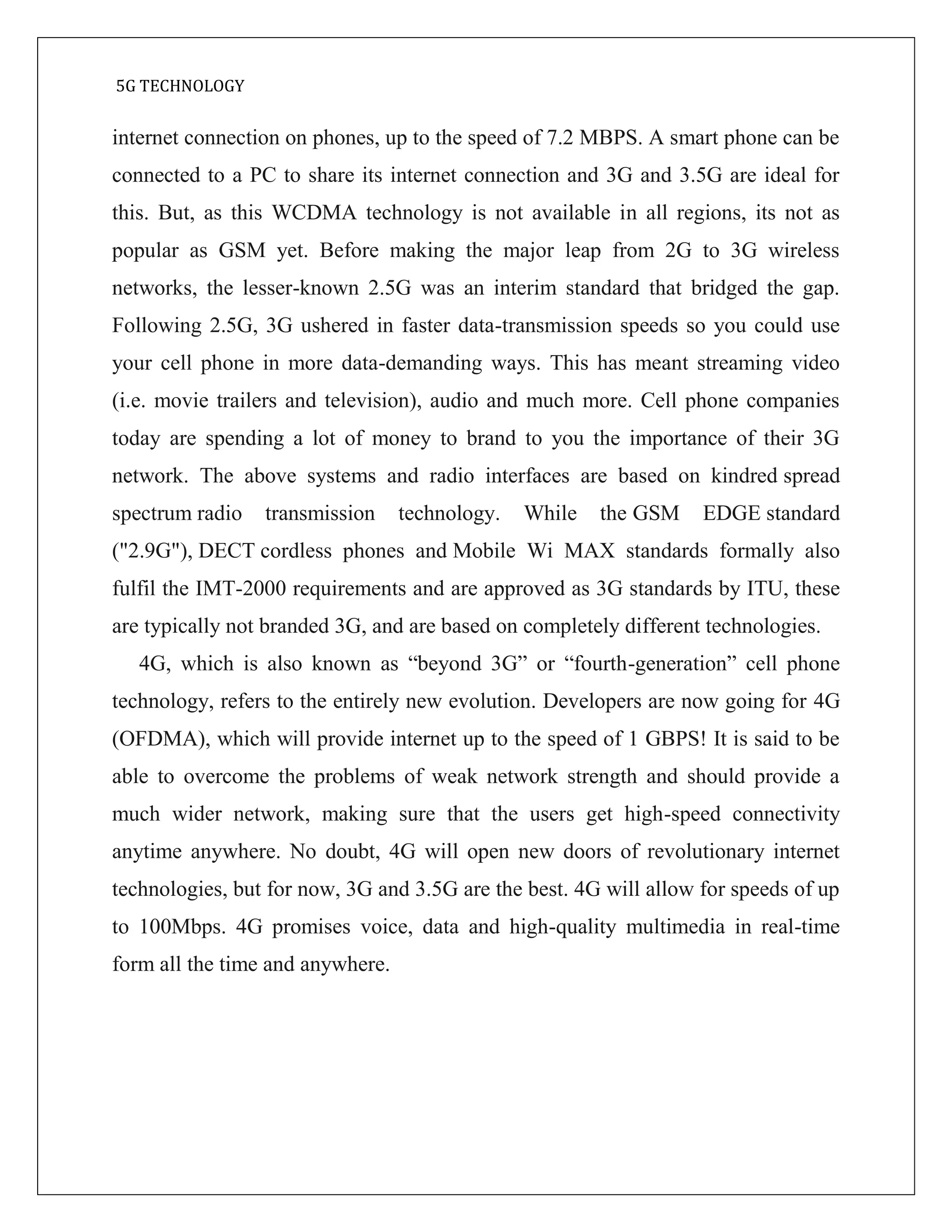 5G TECHNOLOGY project report | PDF