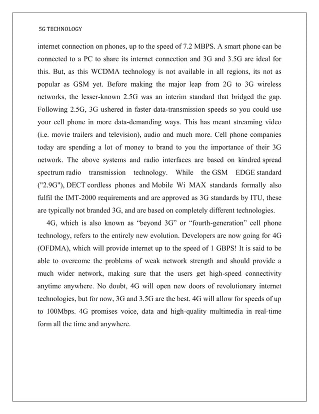 5G TECHNOLOGY project report | PDF | Internet | Computing