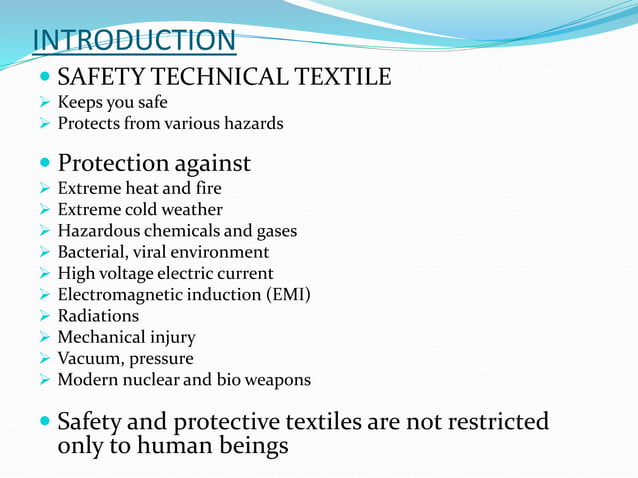 Safety and protective technical textiles | PPTX | Apparel Industry | Industries