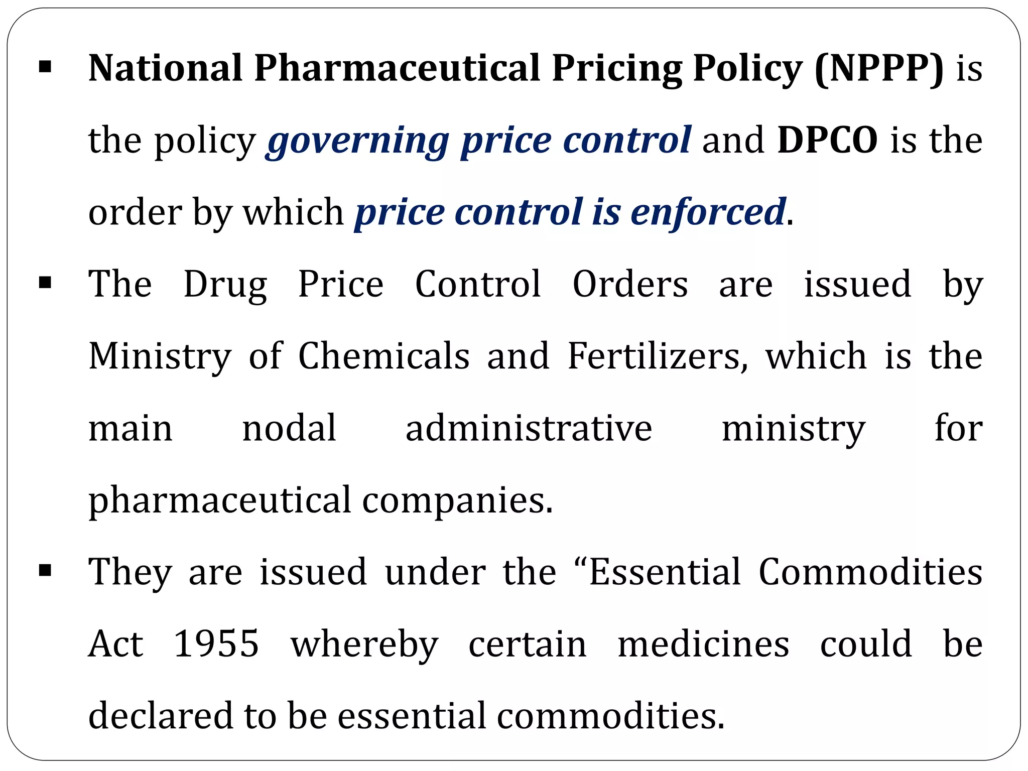 Drug Price Control Order -2013 | PPTX