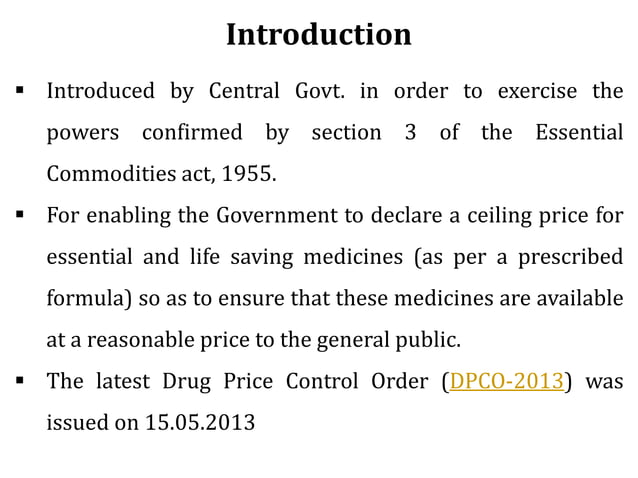 Drug Price Control Order -2013 | PPTX | Pharmaceutical Industry ...