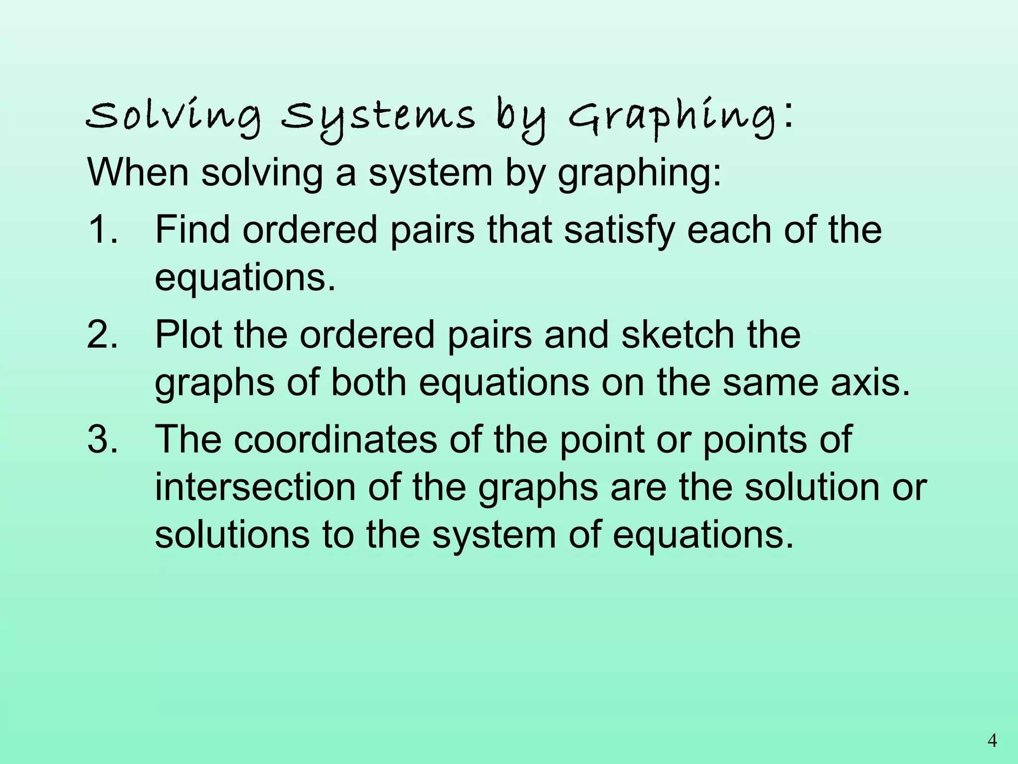 Solving Systems of Linear Equations by Graphing | PPT
