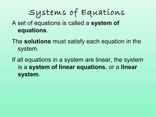 Solving Systems of Linear Equations by Graphing | PPT